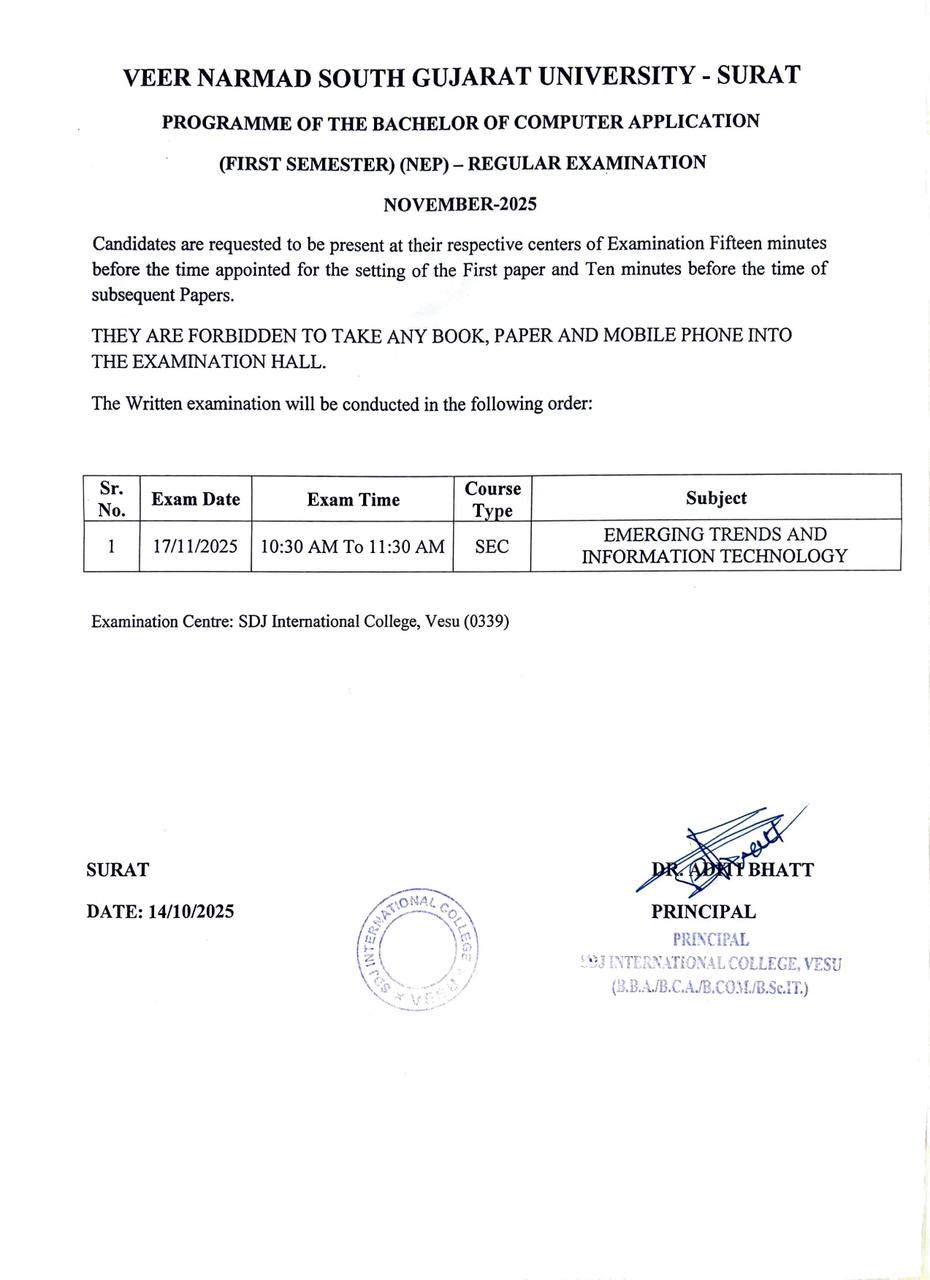 SDJIC: Best College in Surat | Private College for IT(BCA, MSc.CA ...